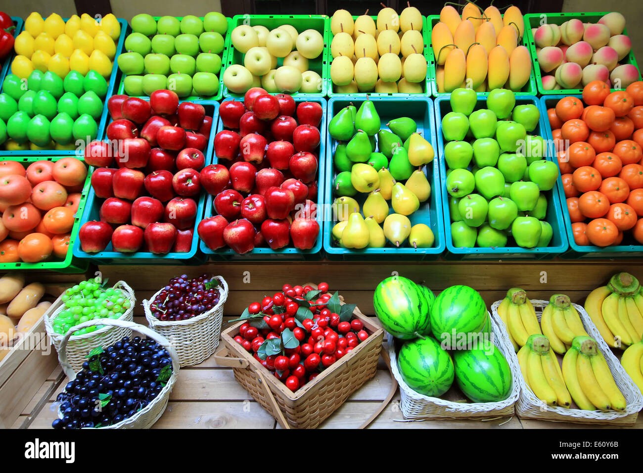 colorful of artificial fruits and vegetable Stock Photo - Alamy