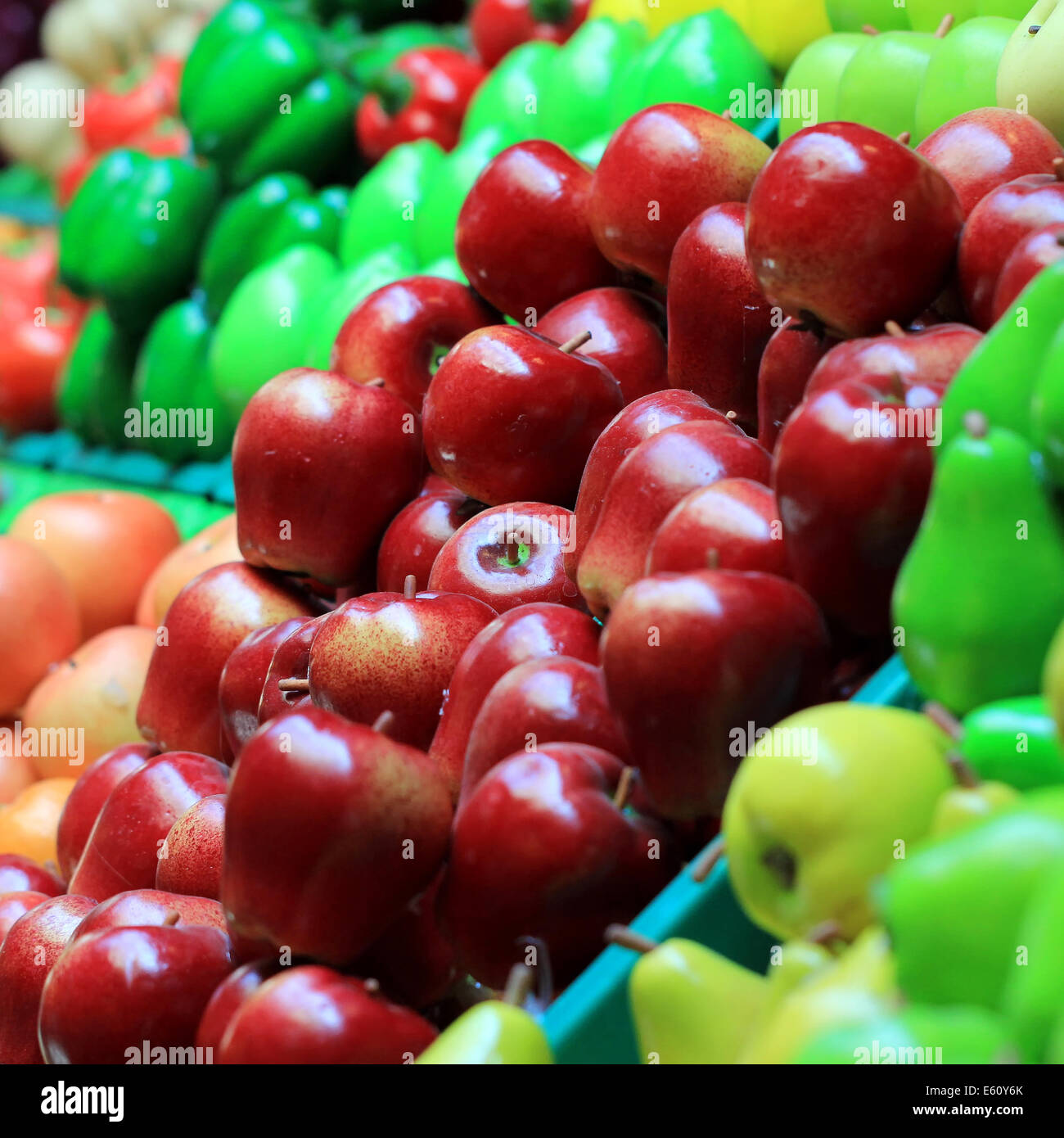 colorful of artificial apple fruit Stock Photo - Alamy