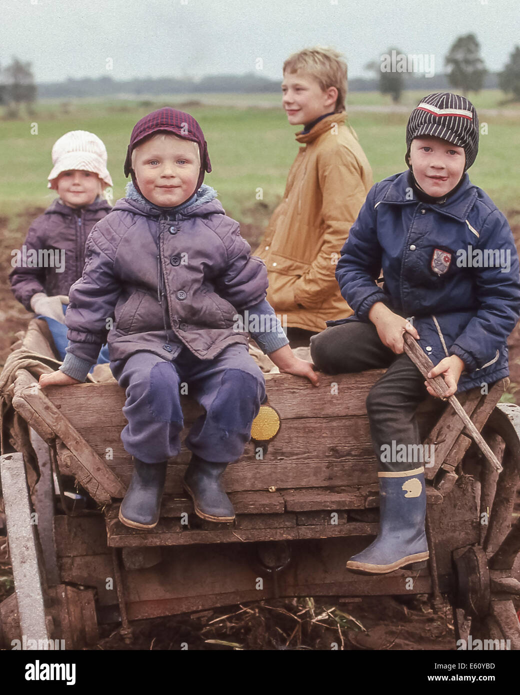 Estonia. 2nd Sep, 1990. A group of Estonian farm children in their farm ...
