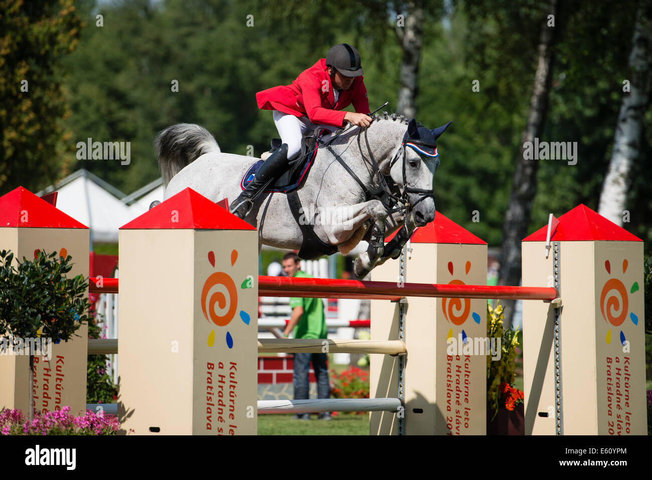 Bratislava, Slovakia. 10th Aug, 2014. Hruska Zdenek (CZE) on horse ...