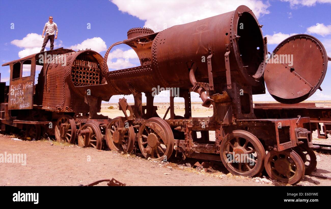Rusting locomotives in the train cemetery, Uyuni, Bolivia Stock Photo ...