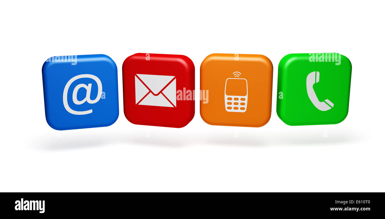 Four colored icons representing communication symbol with shadow Stock ...