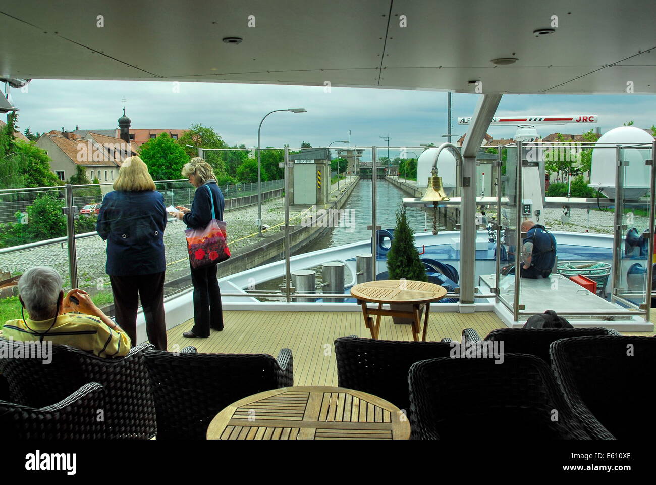 The Vantage Travel "River Splendor" river boat entering a lock into the ...