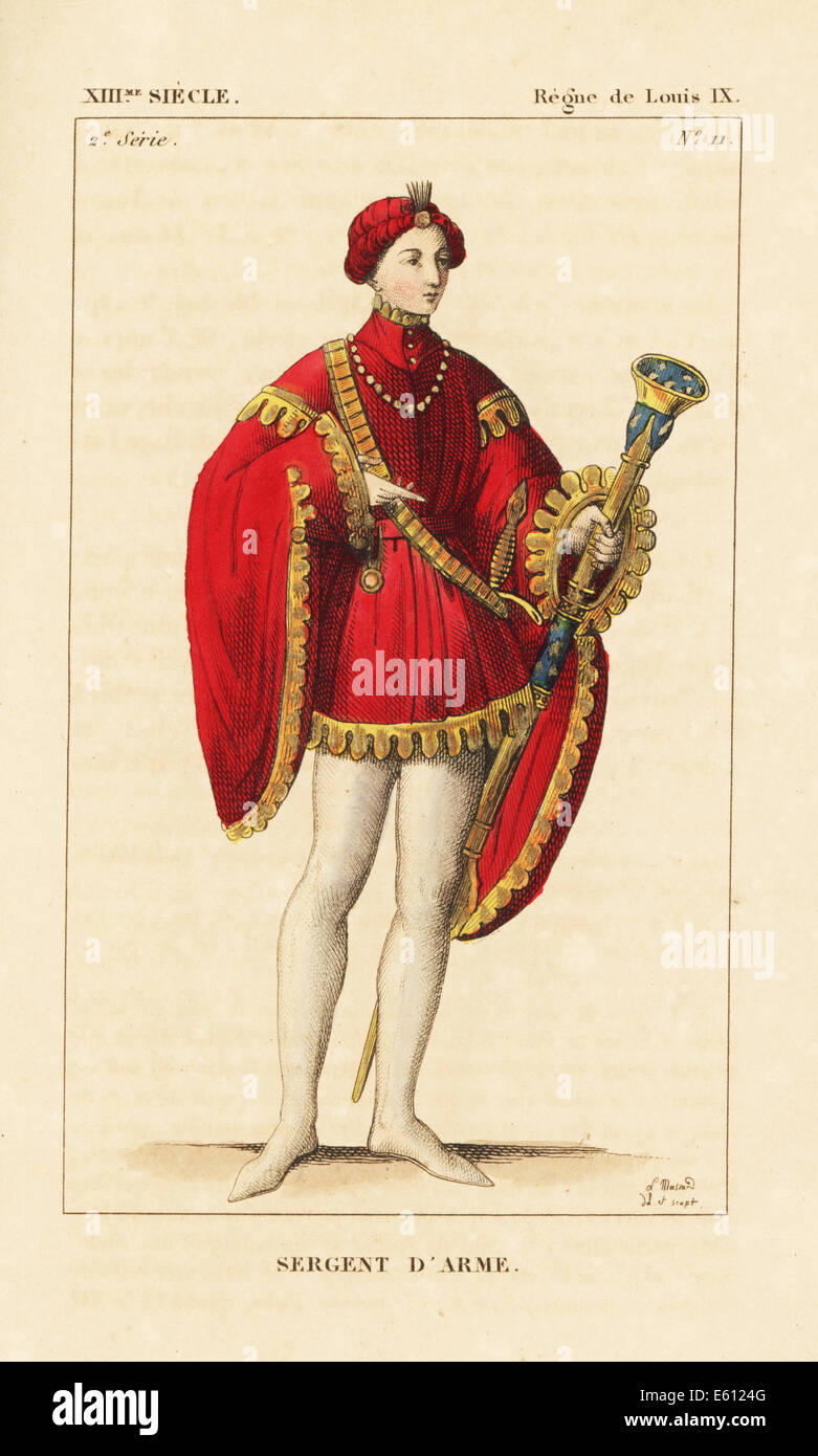 Sergeant at arms, royal guard, mace-bearer, 13th century Stock Photo ...