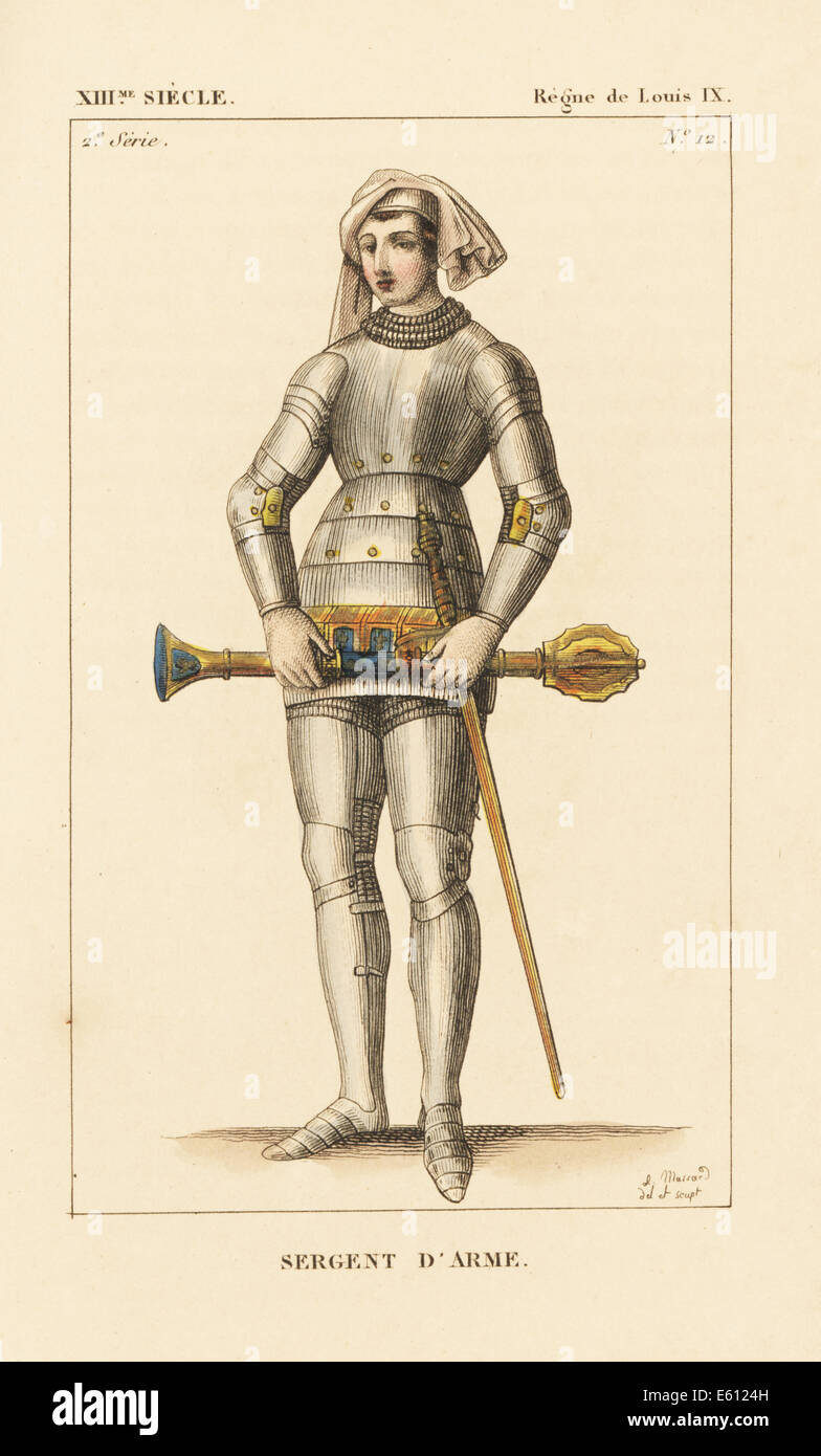 Sergeant at arms, royal guard, mace-bearer, 13th century Stock Photo ...