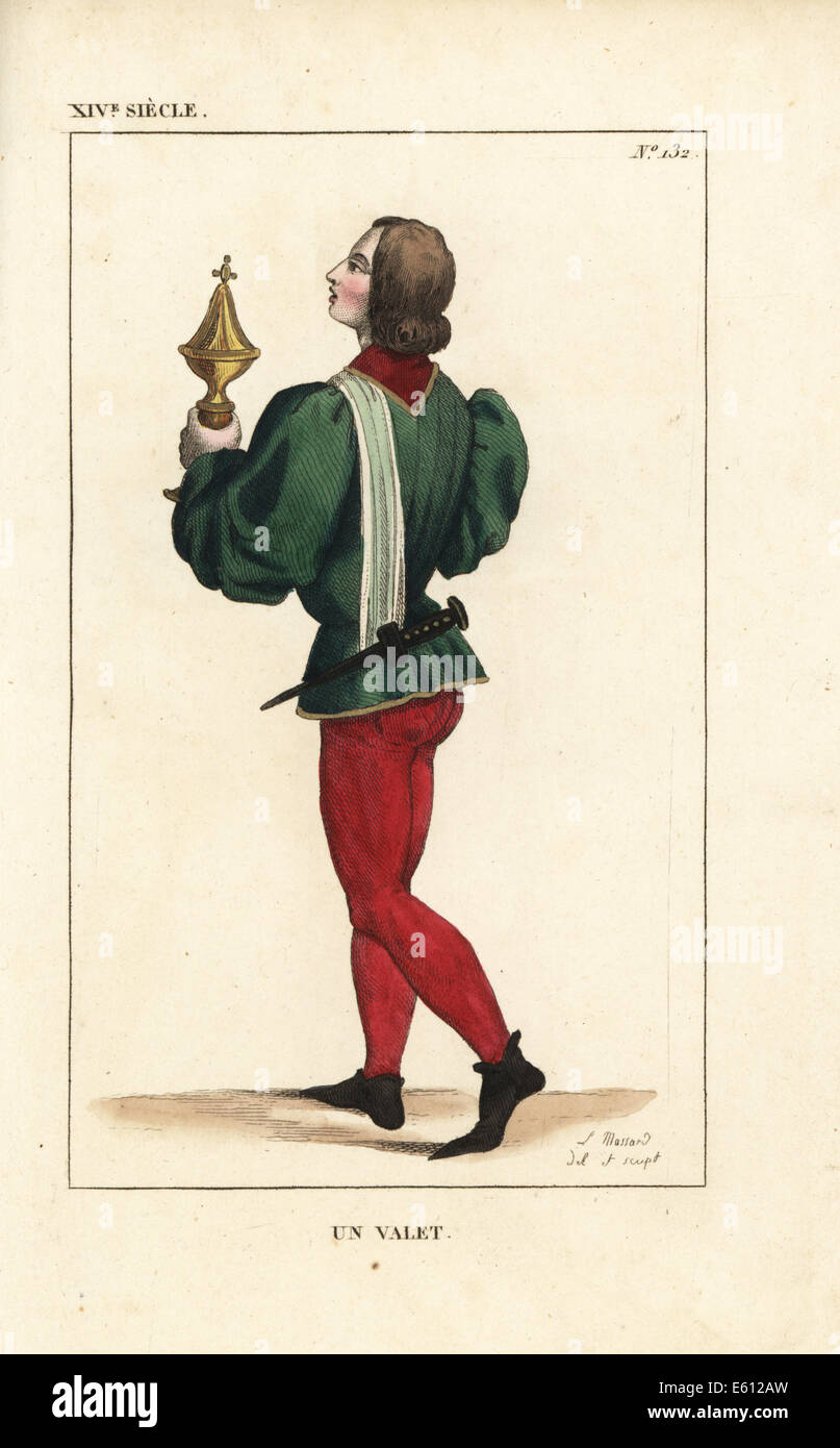 Valet or servant, 14th century Stock Photo - Alamy