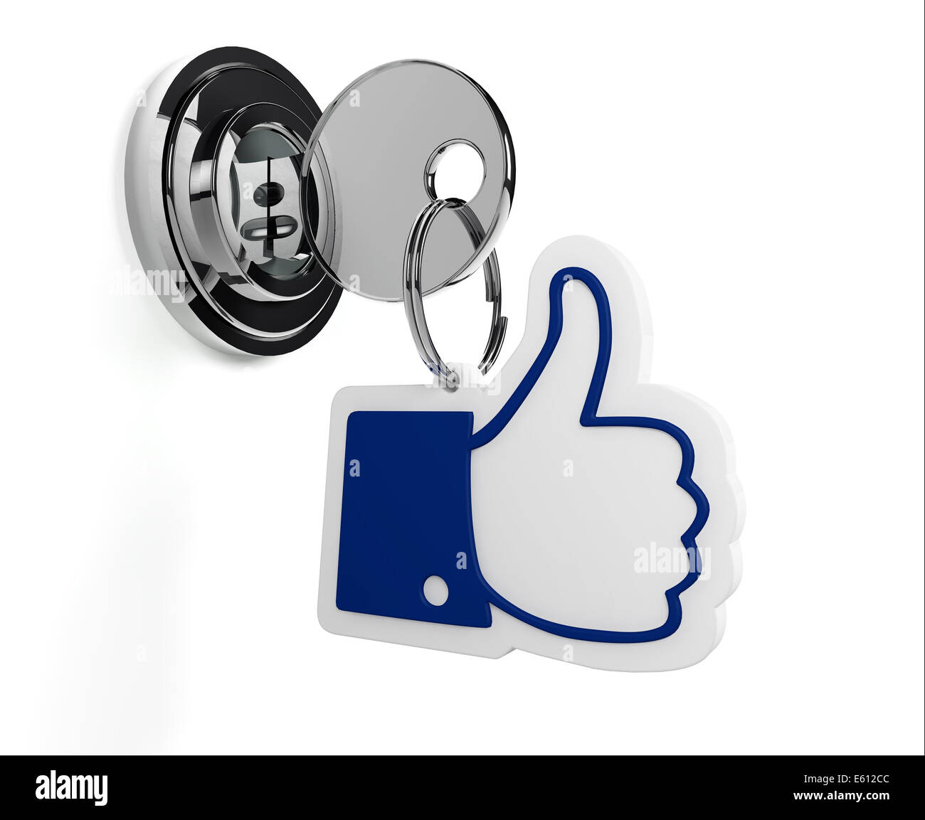 Lock with like keyring and white background Stock Photo - Alamy