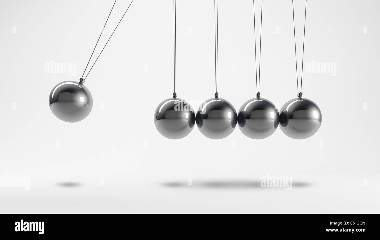 Metal pendulum with five stationary and a moving spheres Stock Photo ...