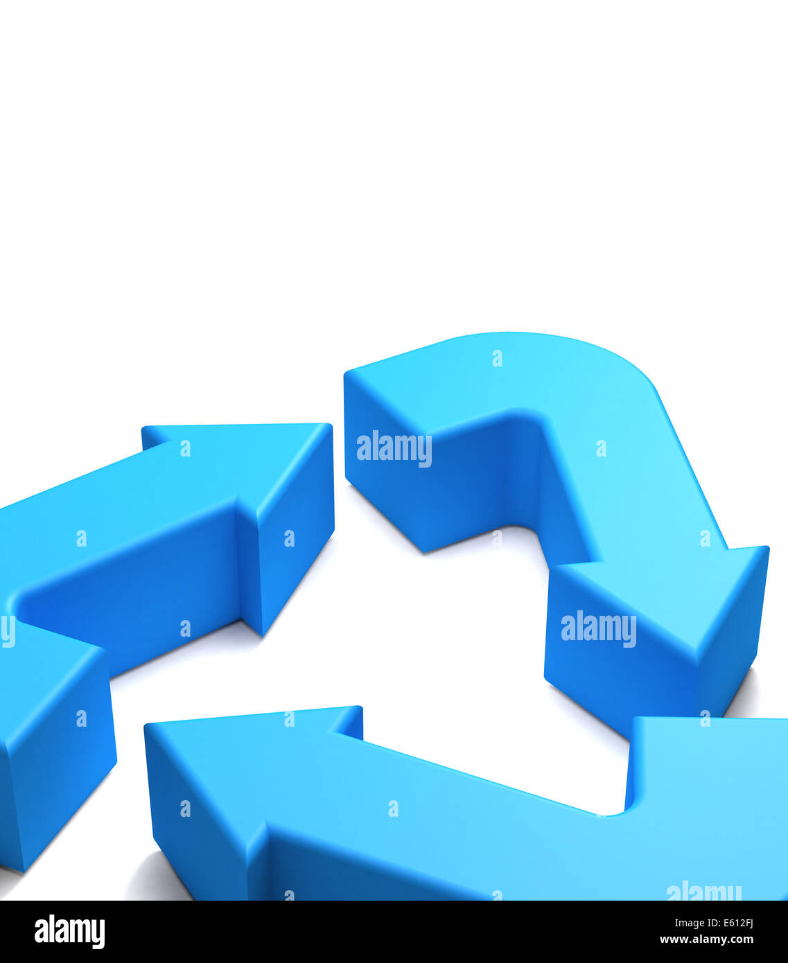 Blue recycling symbol seen close up, white background Stock Photo - Alamy