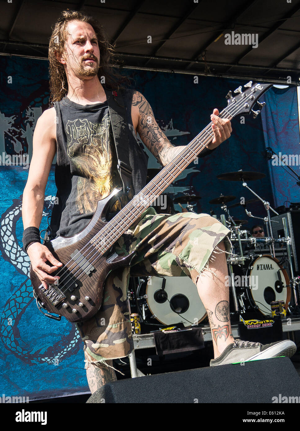 Clarston, MI, USA. 17th July, 2014. DAN KENNY of Suicide Silence ...