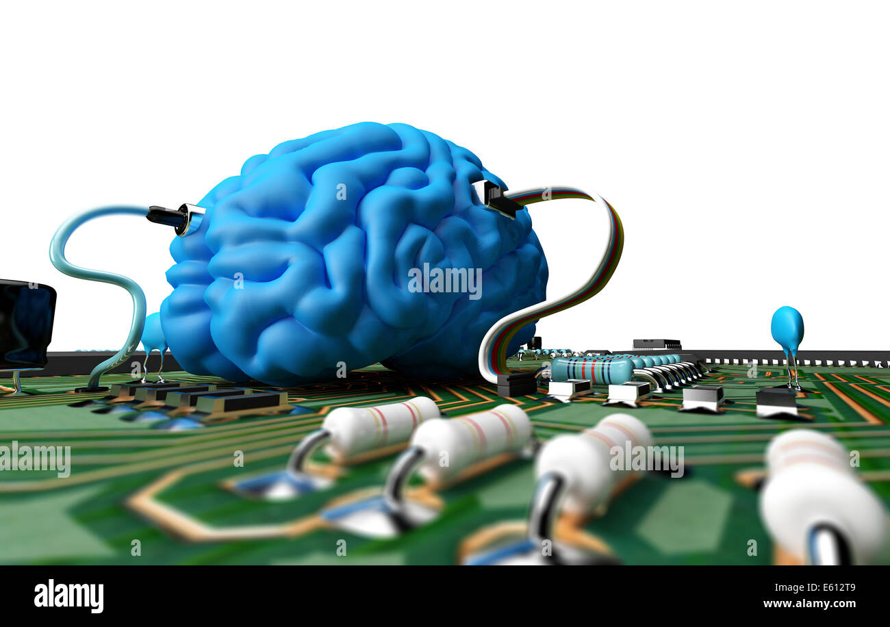 Human brain and circuit board hi-res stock photography and images - Alamy