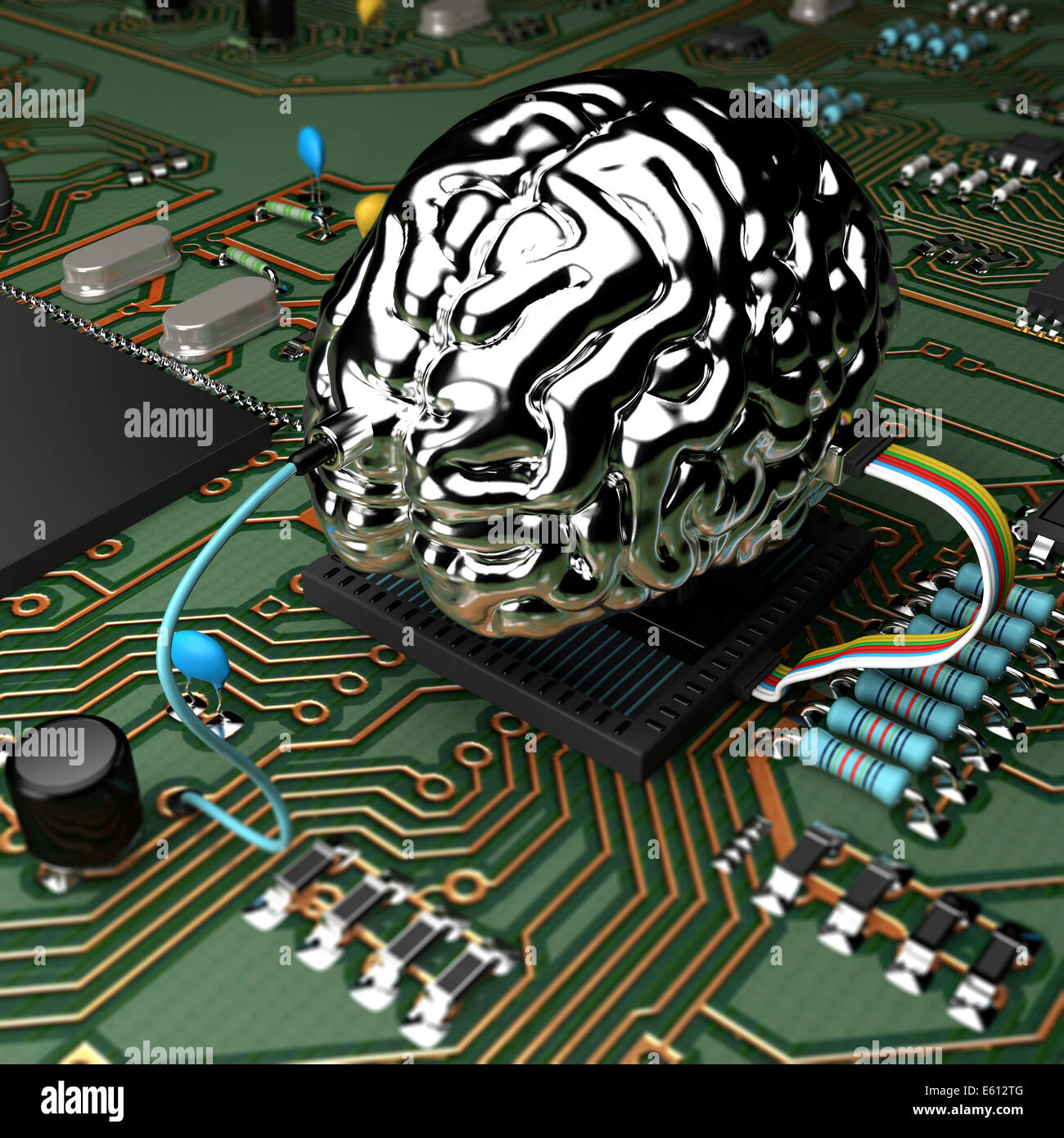 Human Brain And Circuit Board High Resolution Stock Photography and ...
