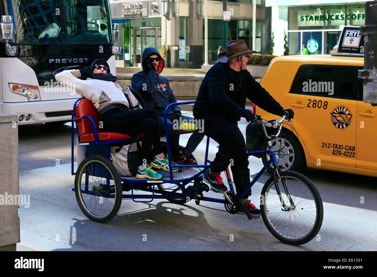Pedicab with two passengers on Michigan Avenue, Chicago, Illinois, USA ...