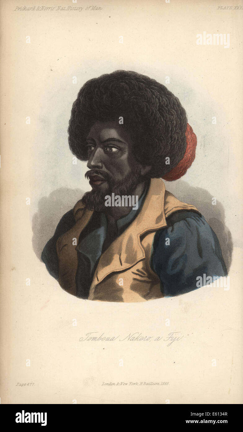 Tomboua Nakoro, a native of Fiji, with distinctive dyed red hair Stock ...