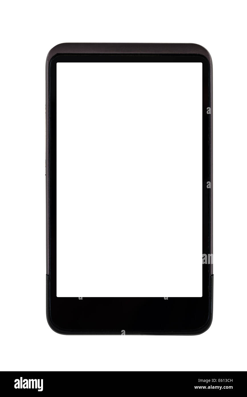 Generic mobile smart phone with blank white screen isolated on white ...