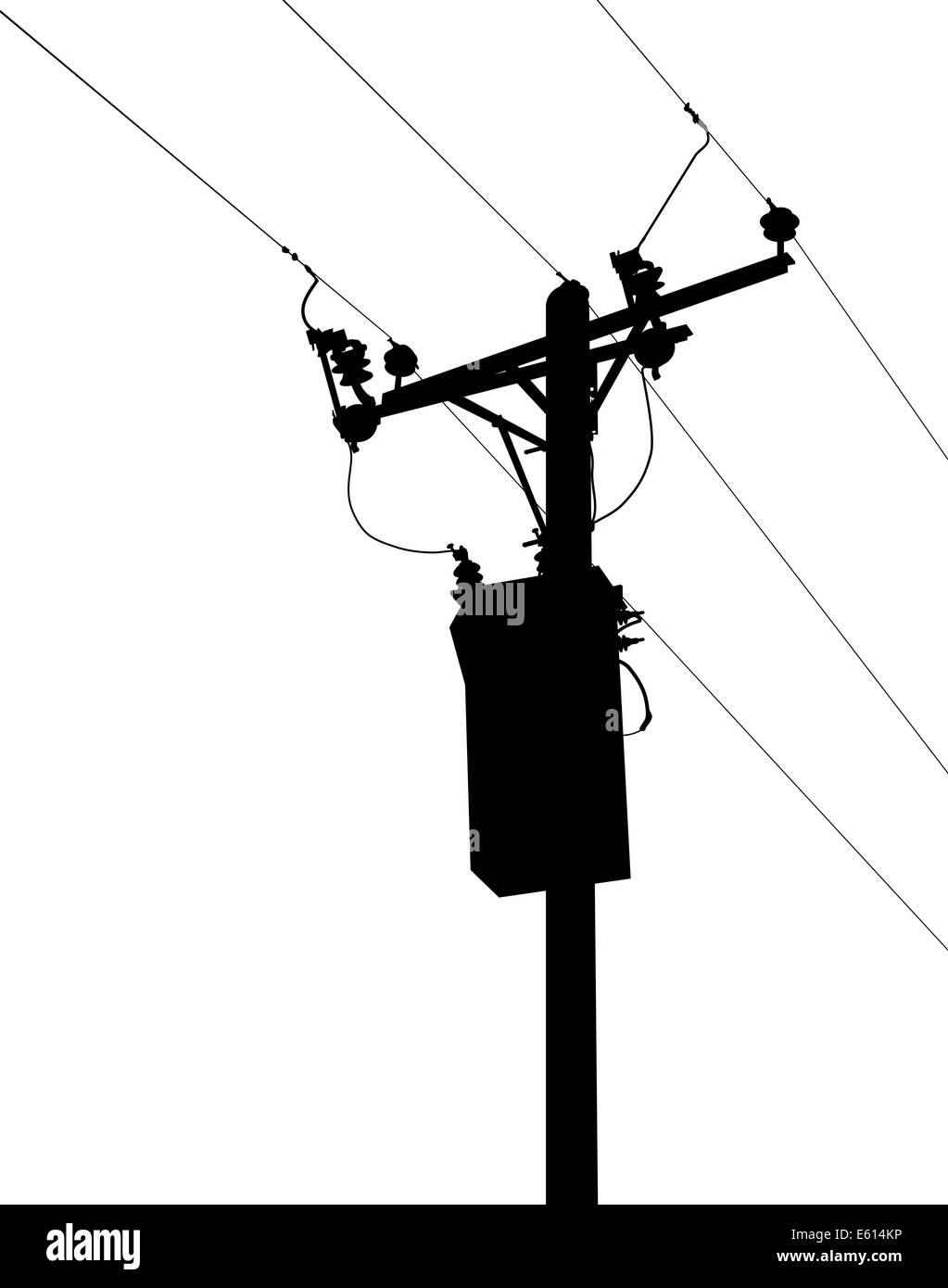 Illustration of a silhouetted set of power and telephone lines Stock ...