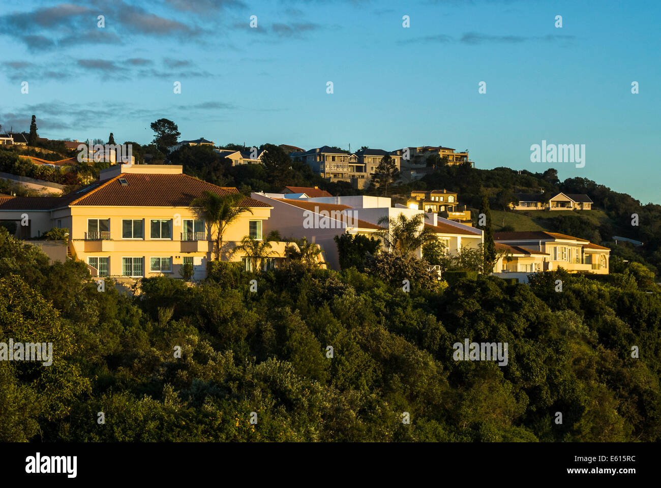 Houses in the morning light, settlement, Plettenberg Bay or ...