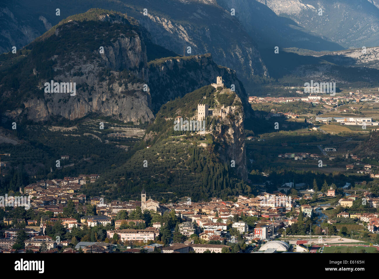 Cliffs with the ruins of Arco Castle or Castello di Arco above Arco ...