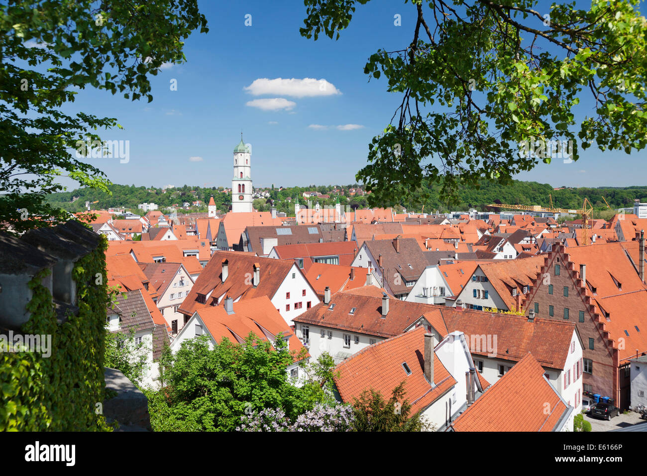 View across the historic centre to St Martin's Church, Biberach an der ...