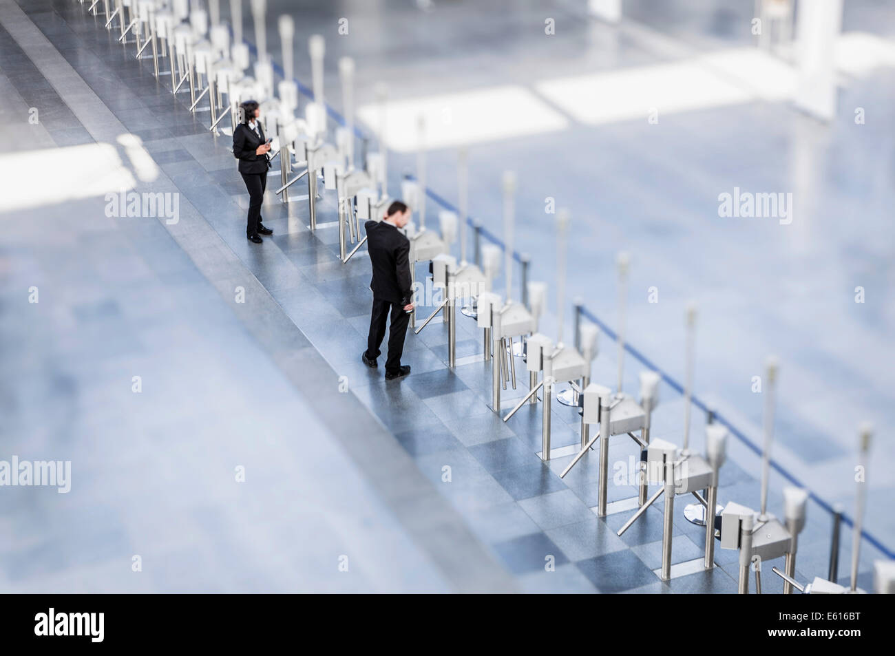 Entry control point with people Stock Photo - Alamy