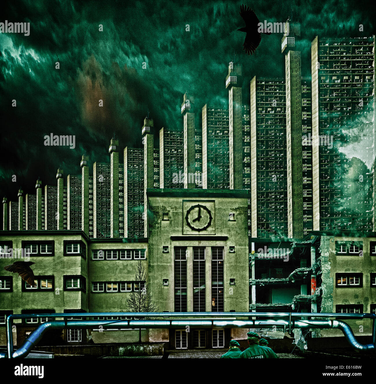 Gloomy city of the future, composing Stock Photo - Alamy