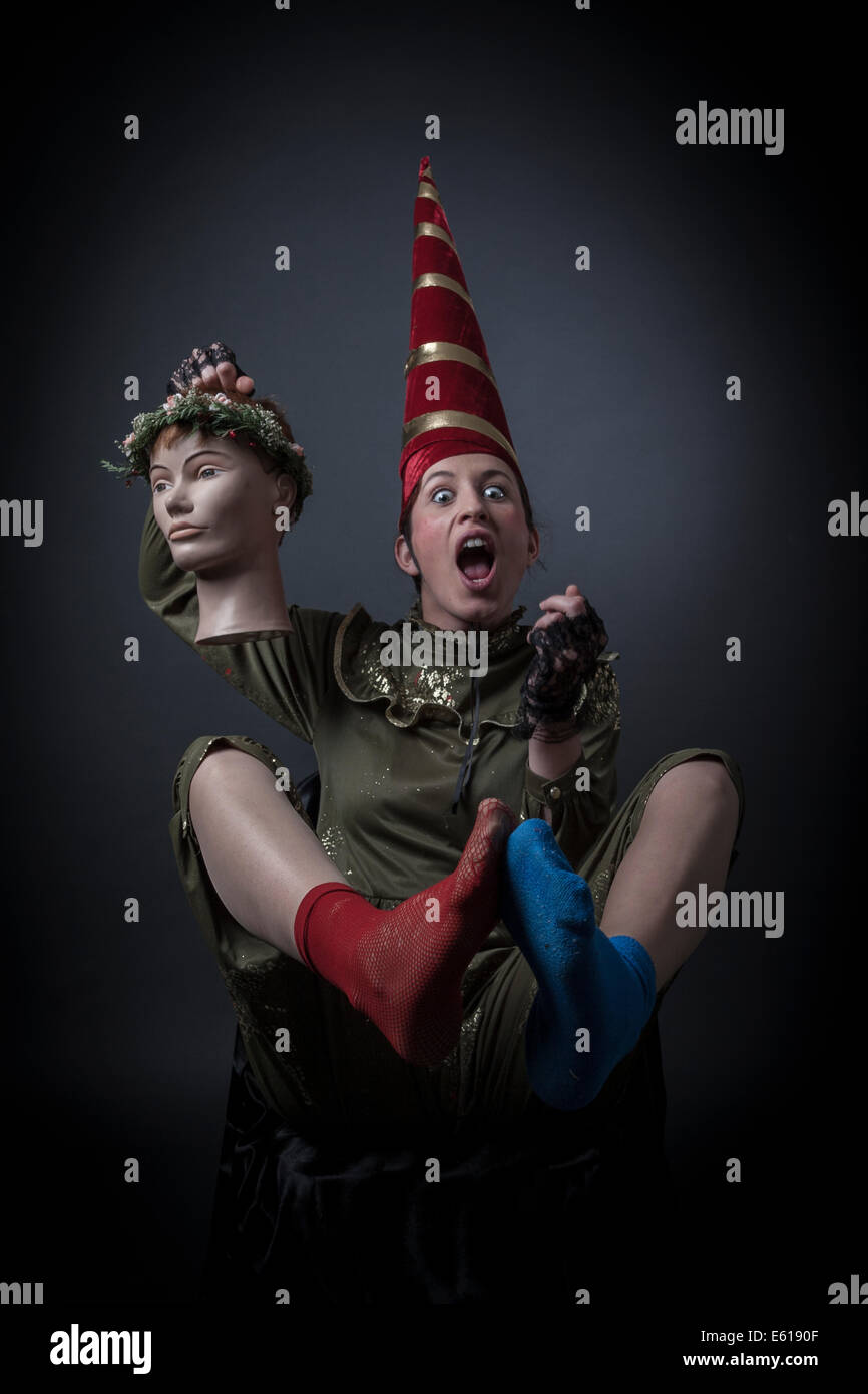 crazy women with capirote (hat tip) and head Stock Photo - Alamy