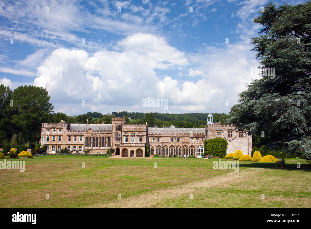 The front facade of Forde Abbey, a former Cistercian monastery in ...