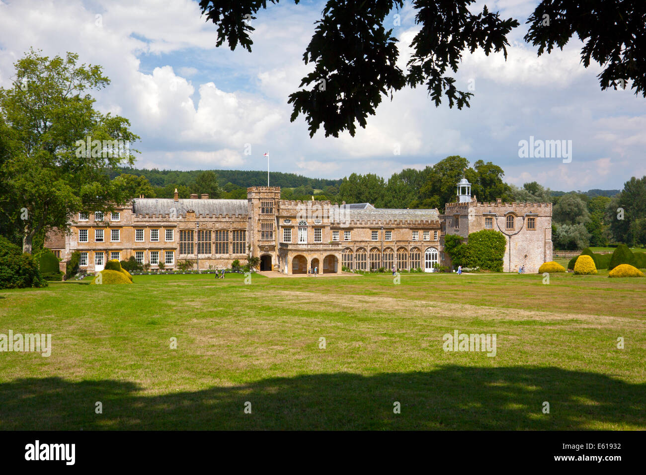 The front facade of Forde Abbey, a former Cistercian monastery in ...