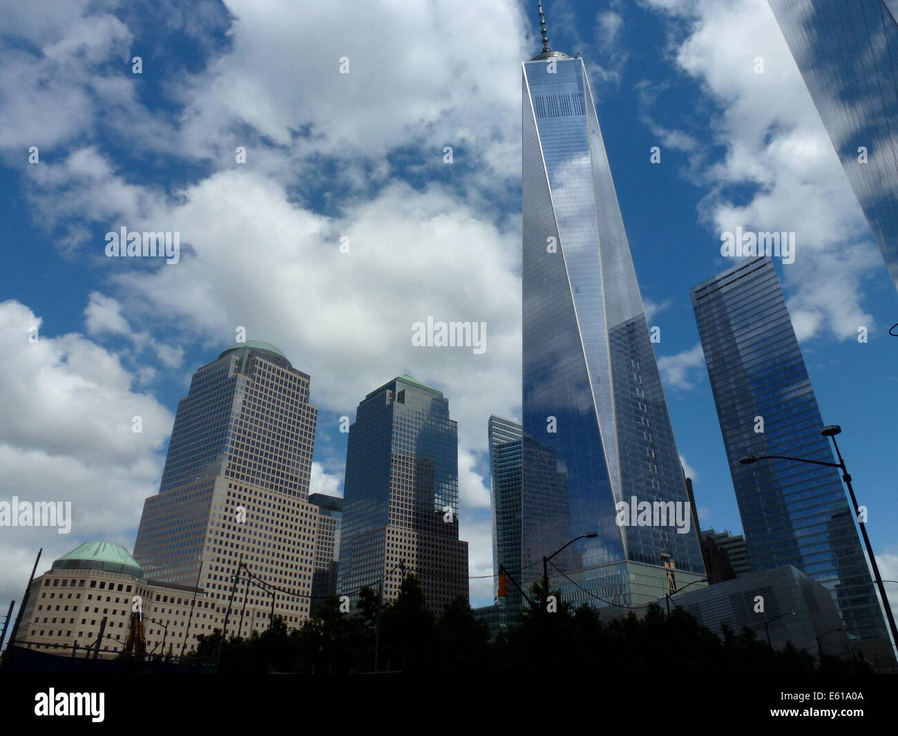 Clouds mirror on the facade of One World Trade Center (WTC 1) office ...