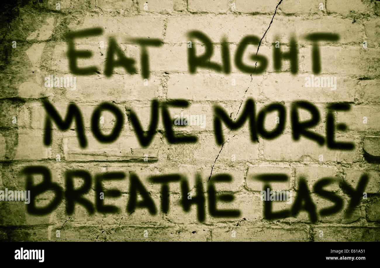 Eat Right Move More Breathe Easy Concept Stock Photo - Alamy