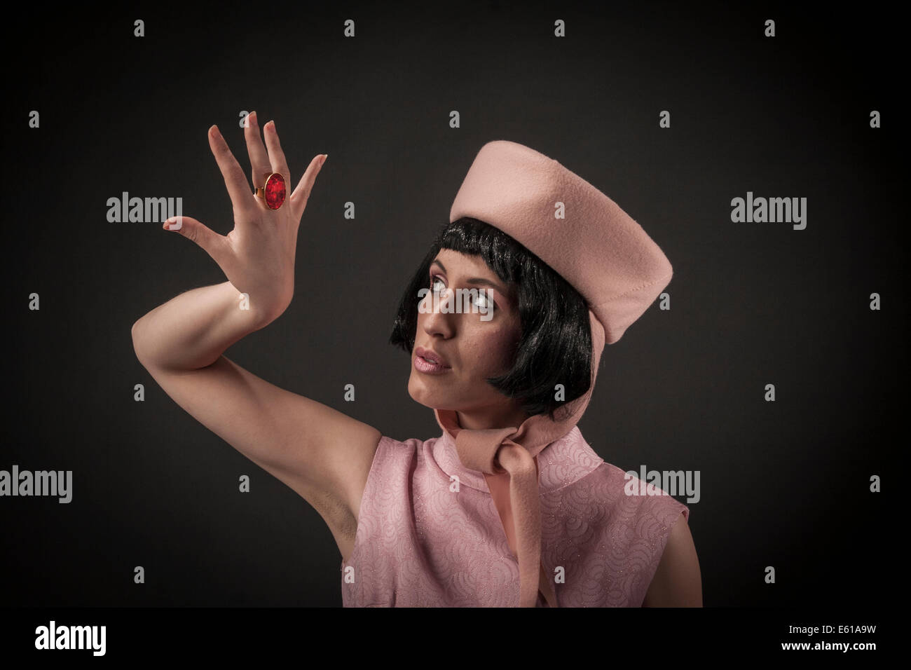 Vain woman looking her ring Stock Photo - Alamy