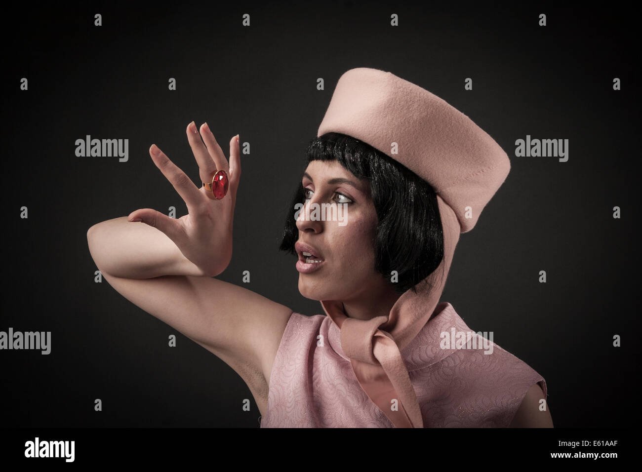 Vain woman looking her ring Stock Photo - Alamy