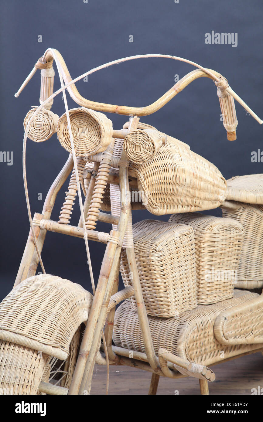 A handmade wicker motorcycle using cane and bamboo Stock Photo - Alamy