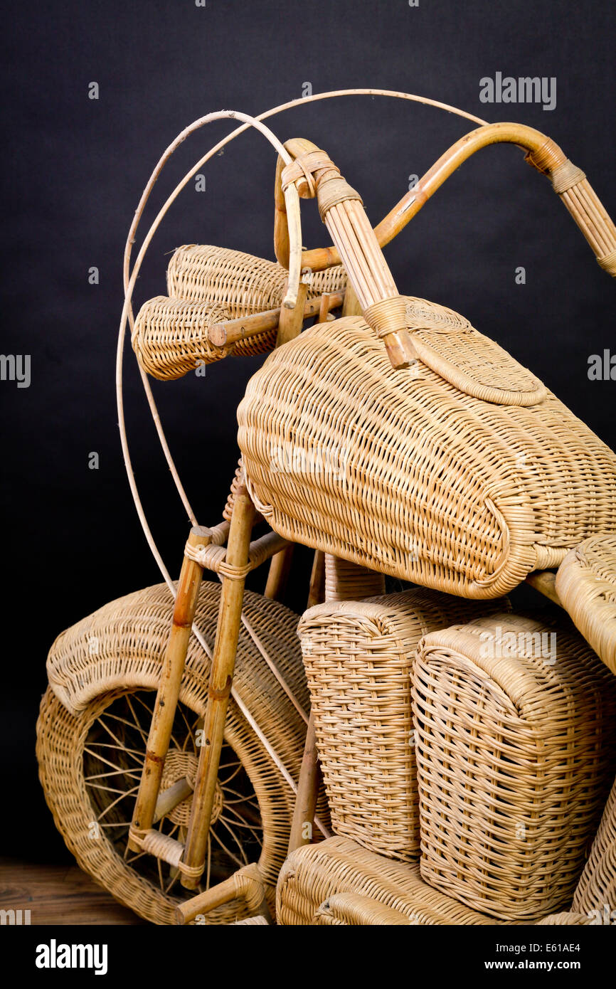 A handmade wicker motorcycle using cane and bamboo Stock Photo - Alamy