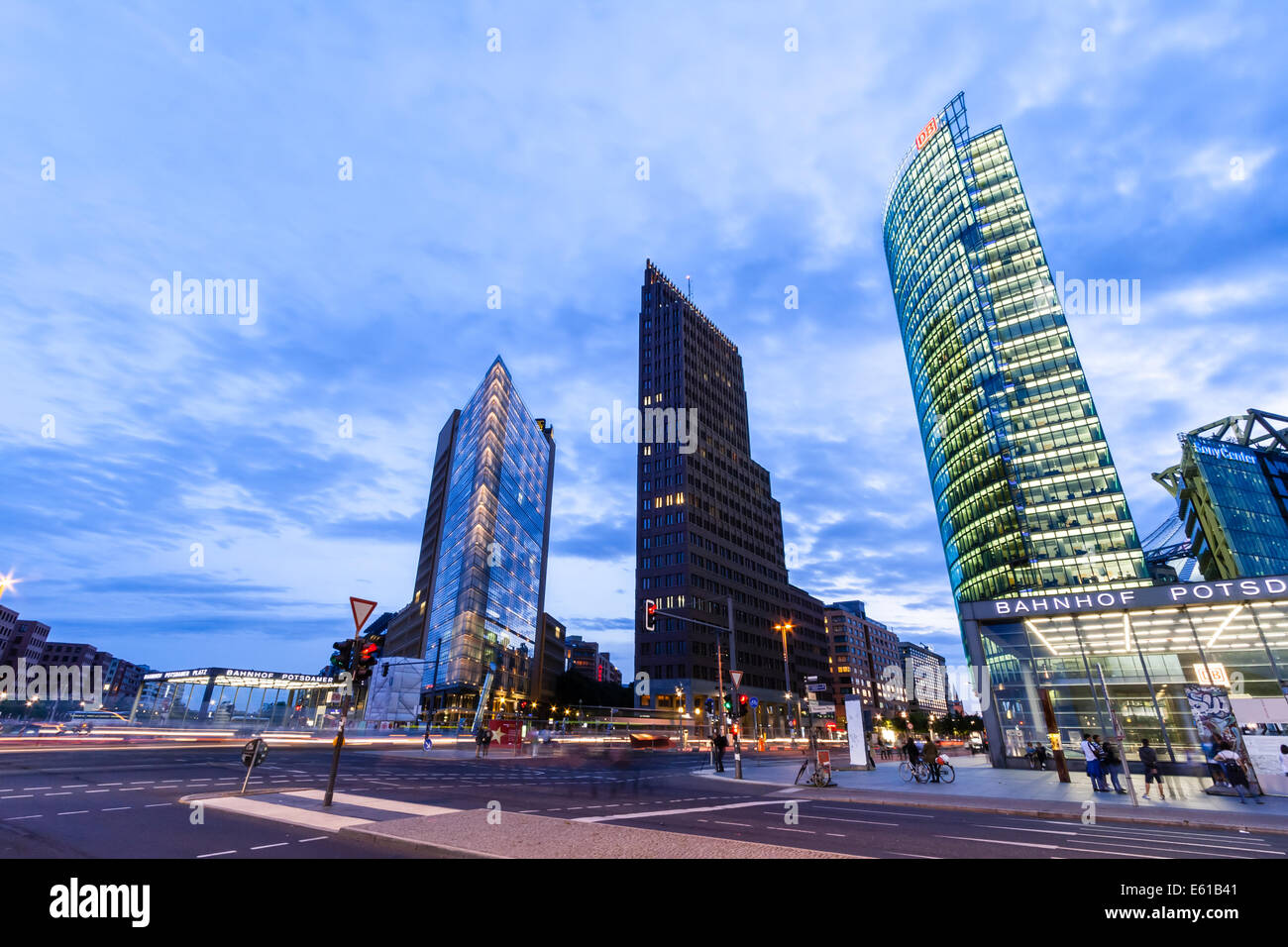Sunset at Potsdamer Platz (literally Potsdam Square), an important ...