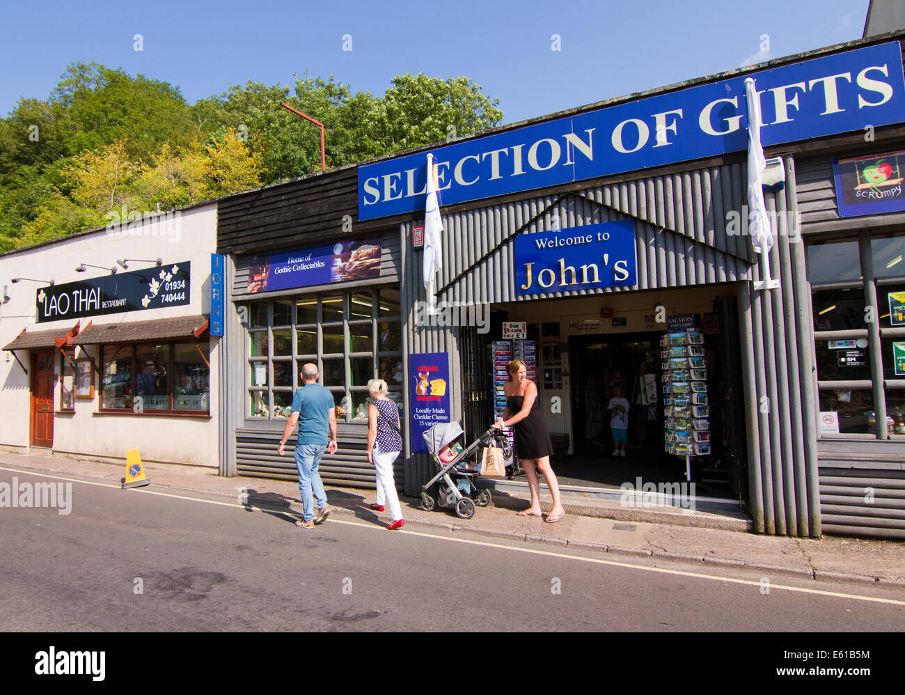 Summer's day in Cheddar Village in Cheddar Gorge Somerset England Stock ...