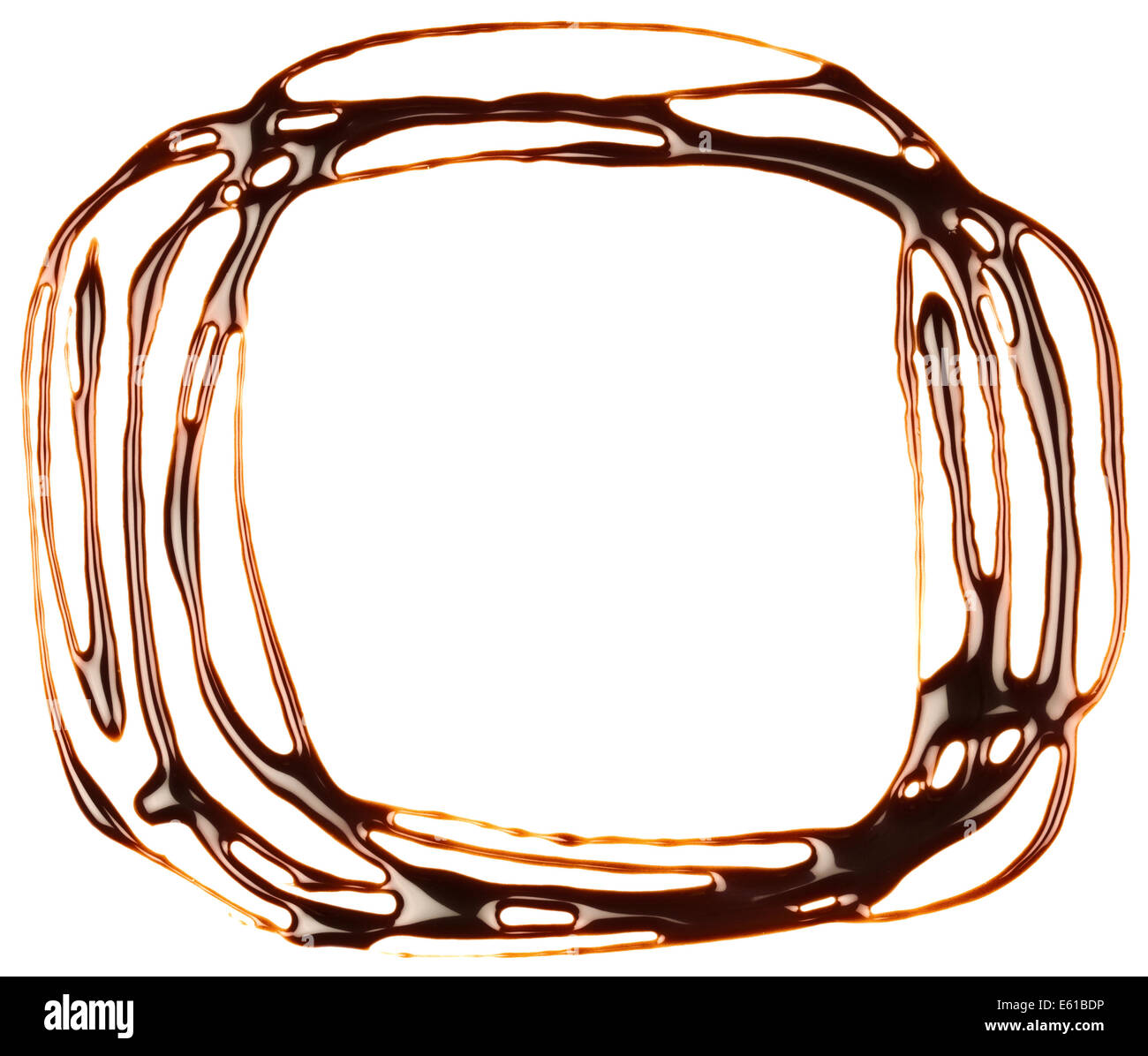 Chocolate syrup drip, frame is isolated on a white background Stock ...