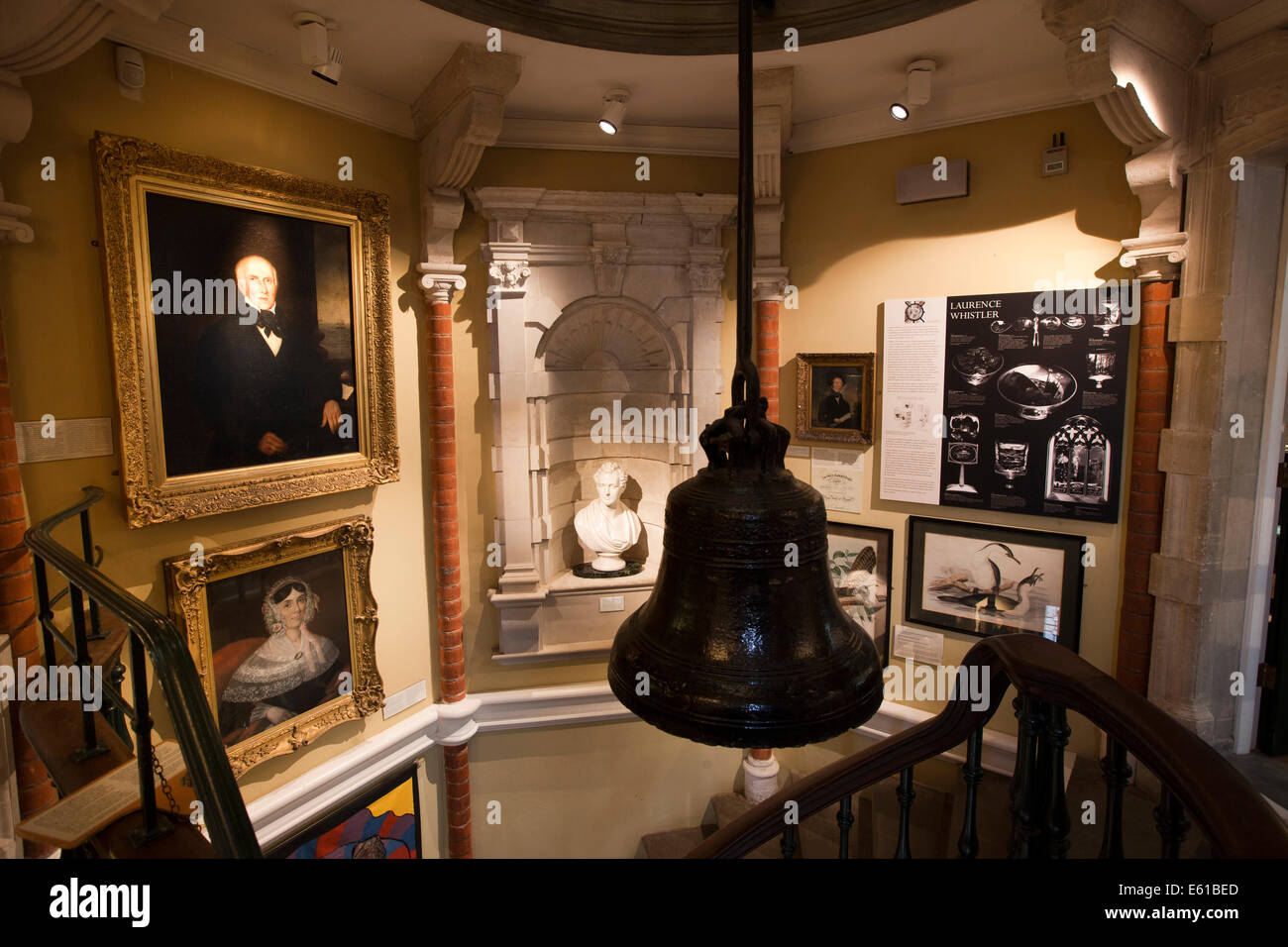UK England, Dorset, Lyme Regis. Philpot museum, exhibits on staircase ...
