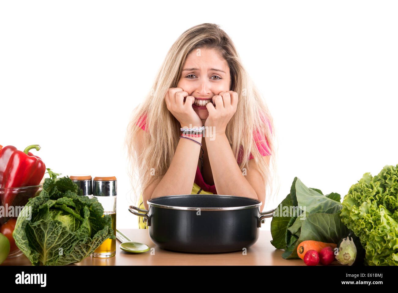 Stressed woman kitchen cooking hi-res stock photography and images - Alamy