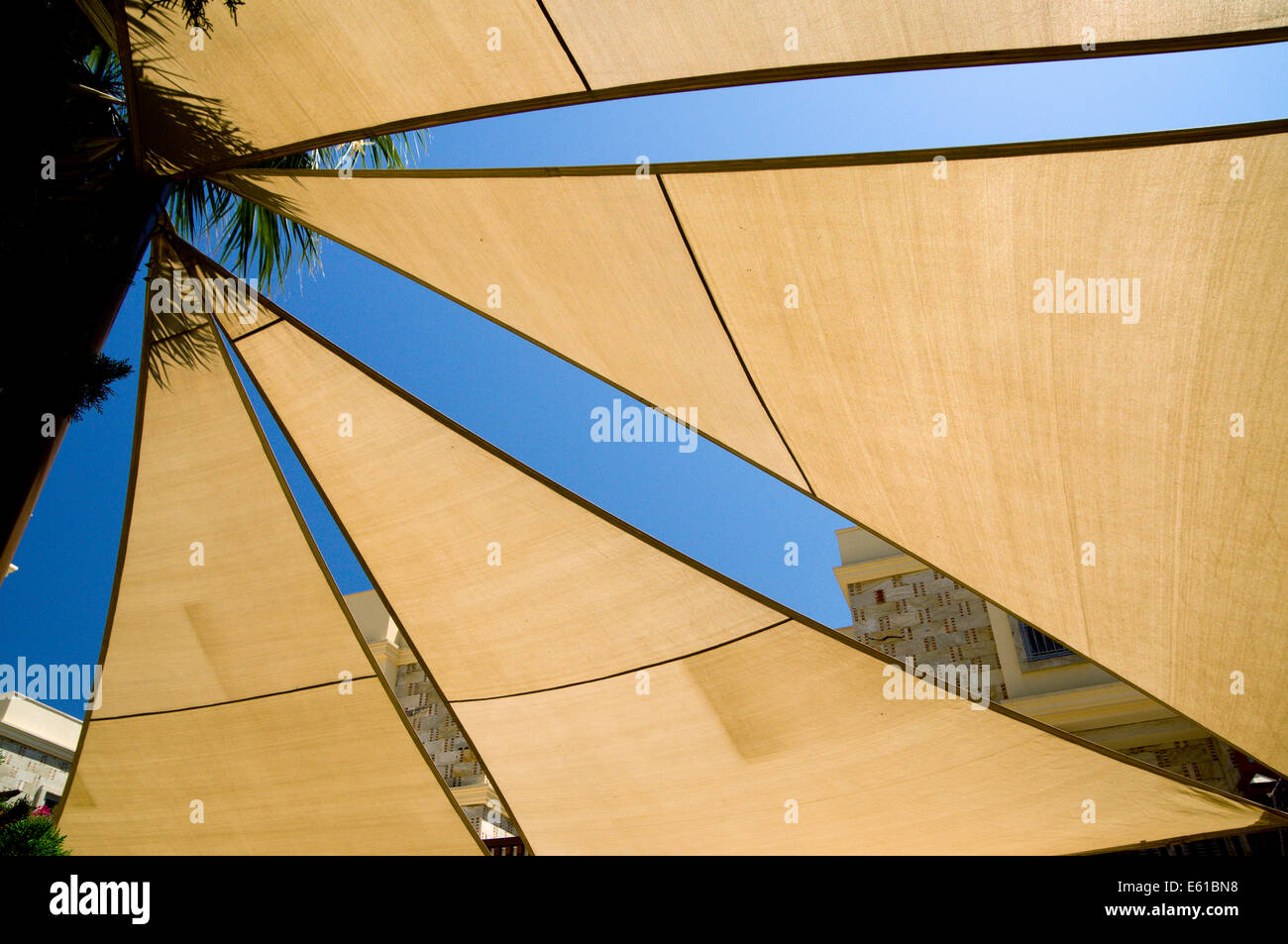 Sun shade against blue sky, Bodrum, Turkey Stock Photo - Alamy
