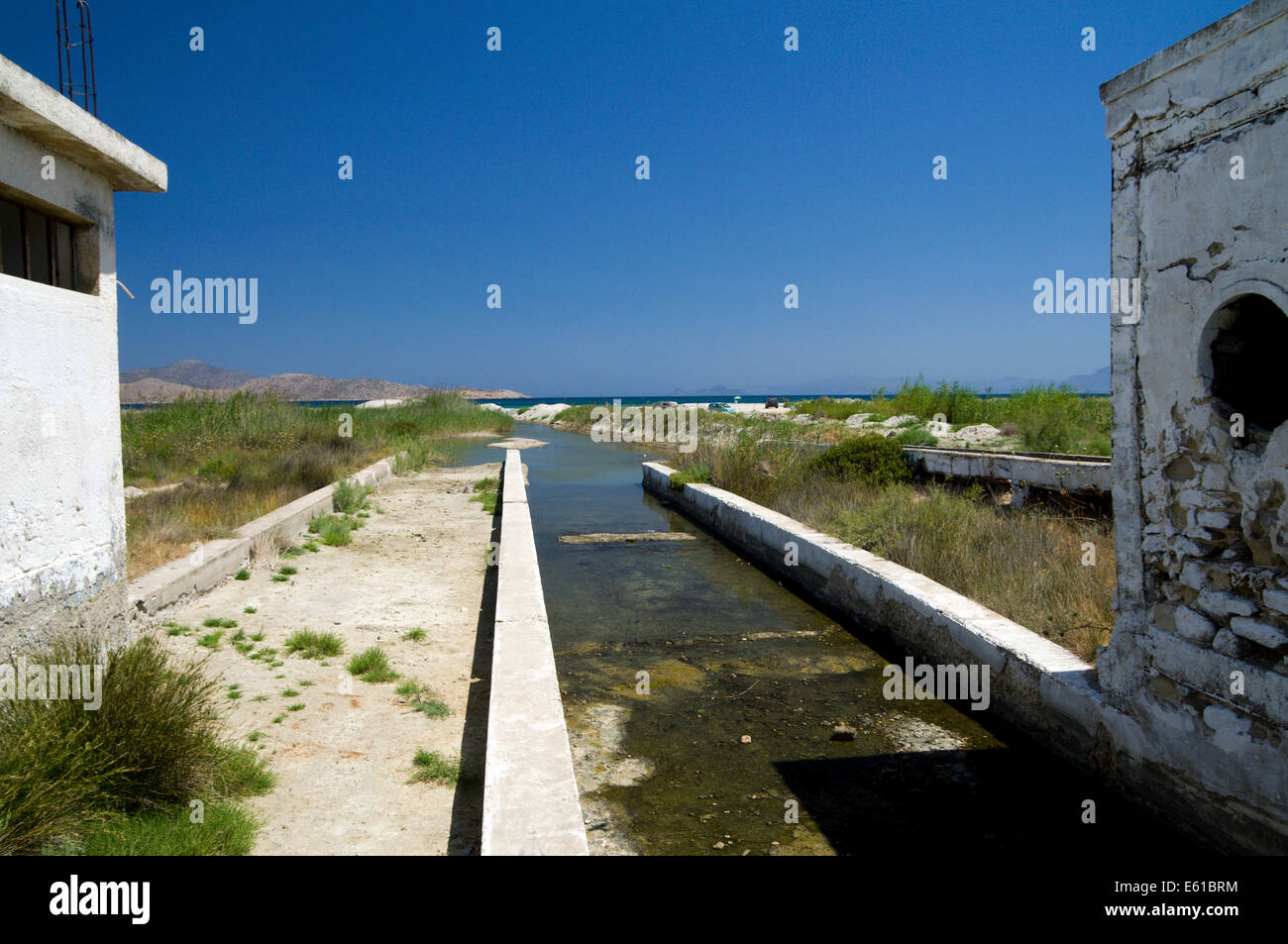 Remains of old salt works, Alikes Salt Lake, Tingaki, Kos Island ...