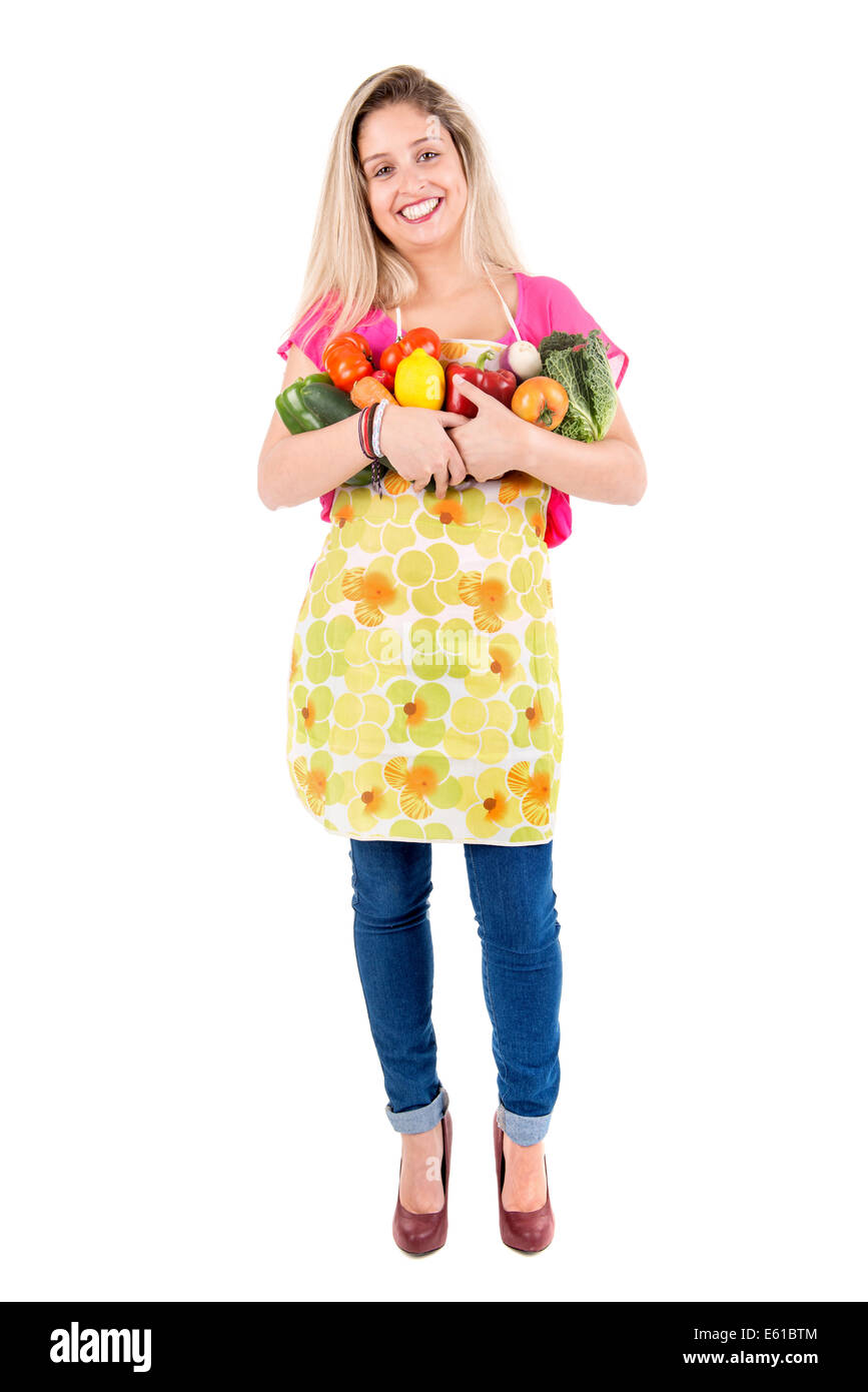 Woman chef vegetables Cut Out Stock Images & Pictures - Alamy