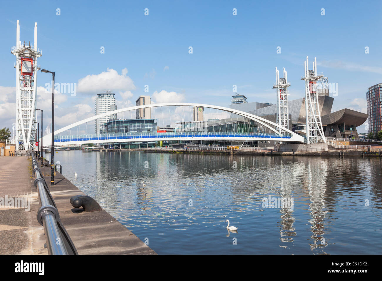 England, Manchester, Salford, The Quays, Millennium Lift Bridge and The ...