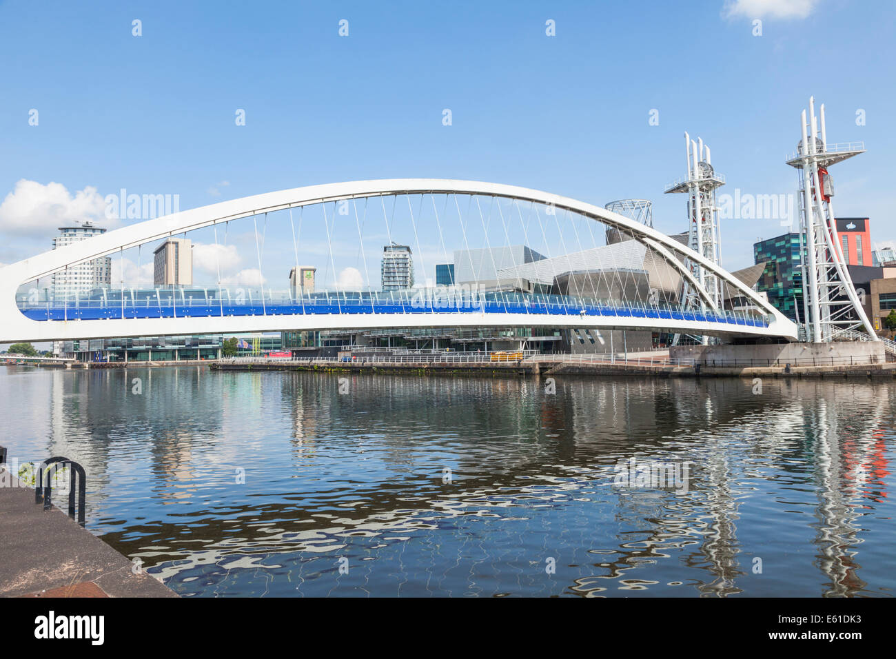 England, Manchester, Salford, The Quays, Millennium Lift Bridge and The ...