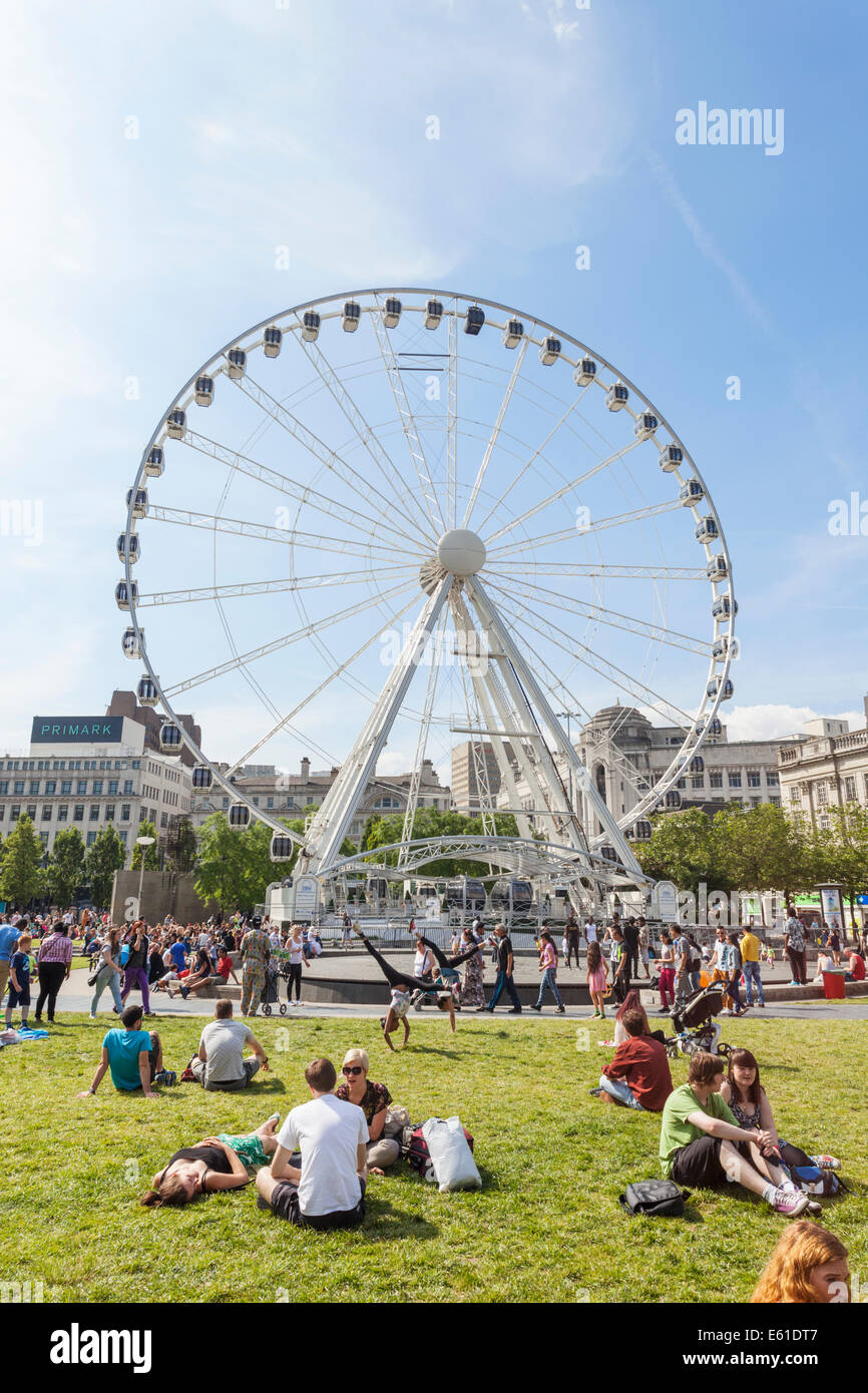 England, Manchester, Piccadilly Gardens, The Wheel of Manchester Stock ...