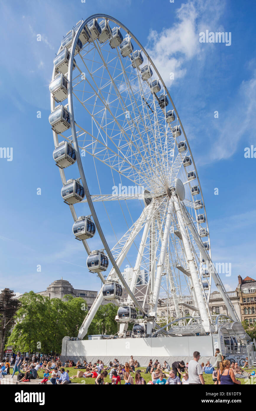 England, Manchester, Piccadilly Gardens, The Wheel of Manchester Stock ...