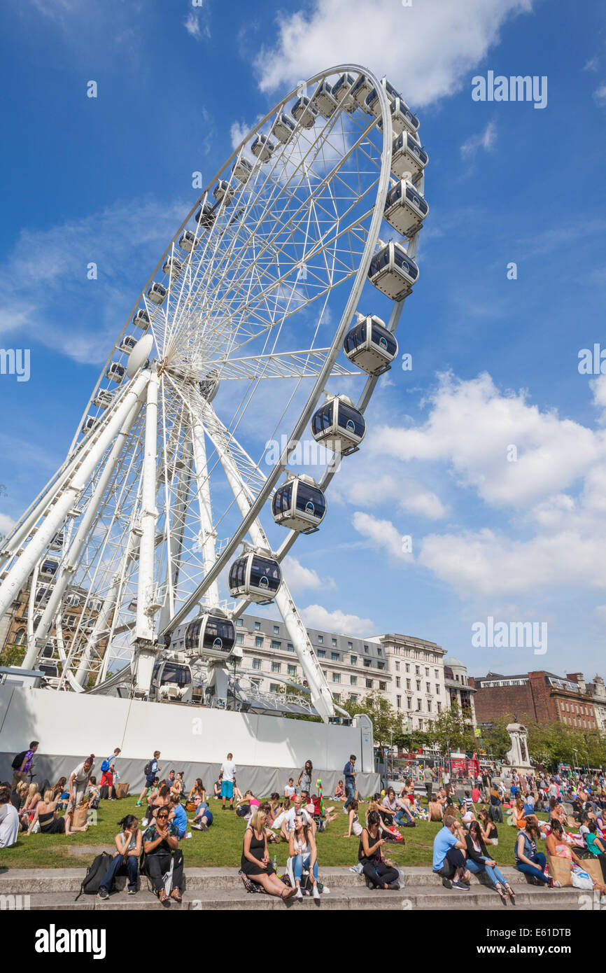 England, Manchester, Piccadilly Gardens, The Wheel of Manchester Stock ...