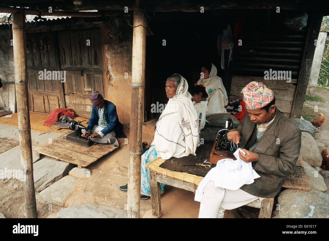 Tailors sewing garments ( Nepal Stock Photo - Alamy