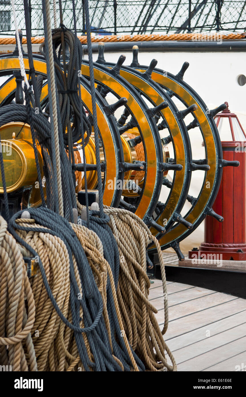 Ships wheel HMS Warrior Stock Photo - Alamy
