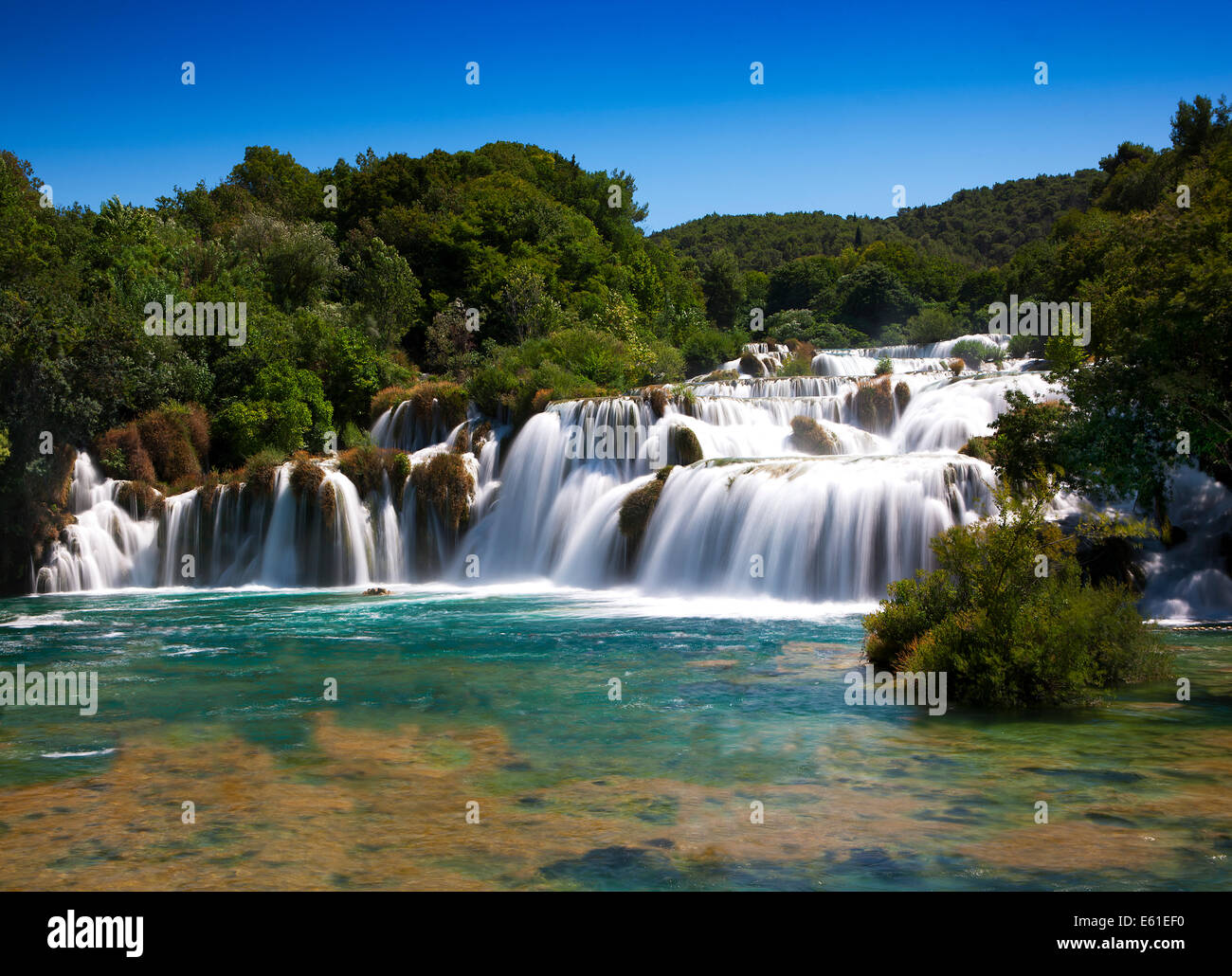 One of the beautiful waterfalls in Krka National Park outside of Split ...